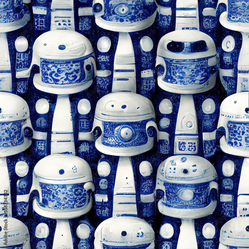 Blue and White Repeating Pattern - AI Generated Stock Illustration ...