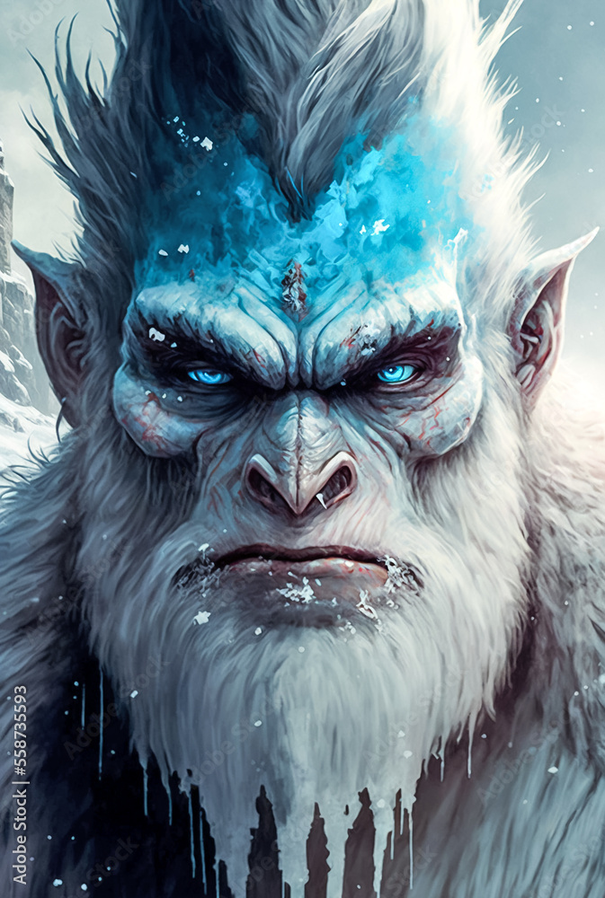 Portrait of yeti, sasquatch face, mythical bigfoot Stock Illustration ...