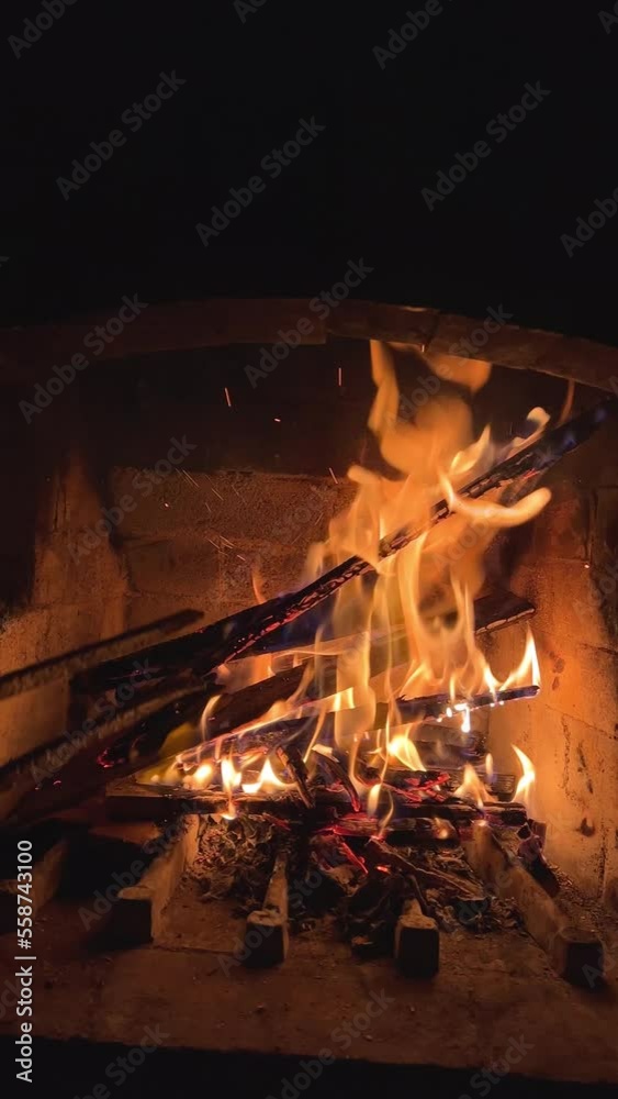 Video Stock fire in a hot fireplace Pile of thermal energy dense red ...