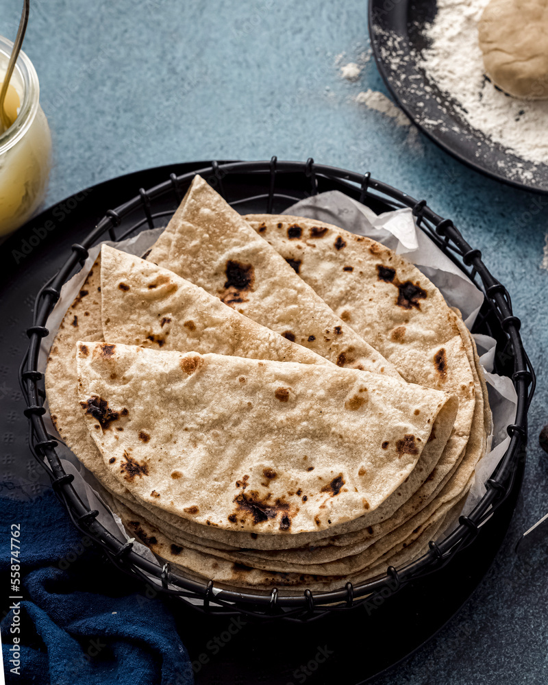 Stack of Indian roti (Chapati) Stock Photo | Adobe Stock