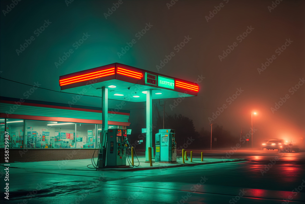 Texaco Station At Night