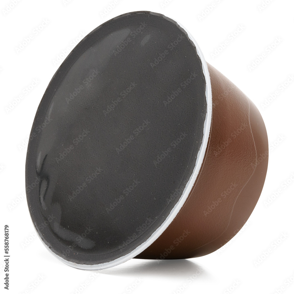 Cápsula de café nas cores preto e marrom, usada para preparar uma ...