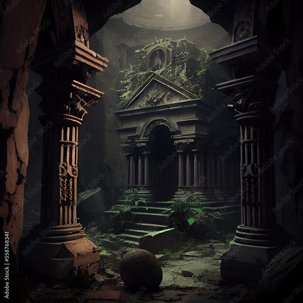 Medieval underground necropolis - generative ai Stock Illustration ...