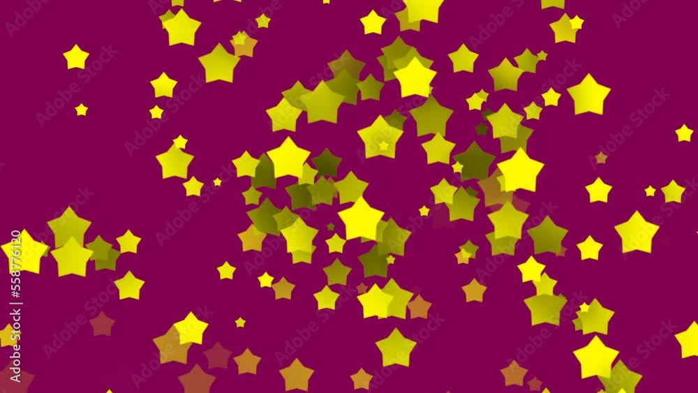 Gold star icons looping up on viva magenta background. Star review ...