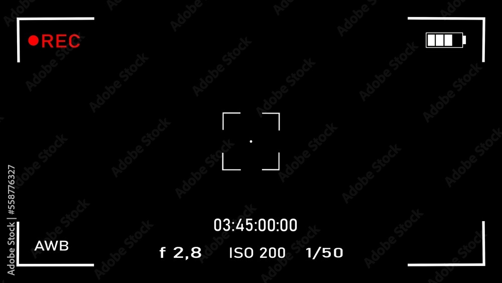 Camera recording screen overlay with alpha channel. Dslr camera frame ...