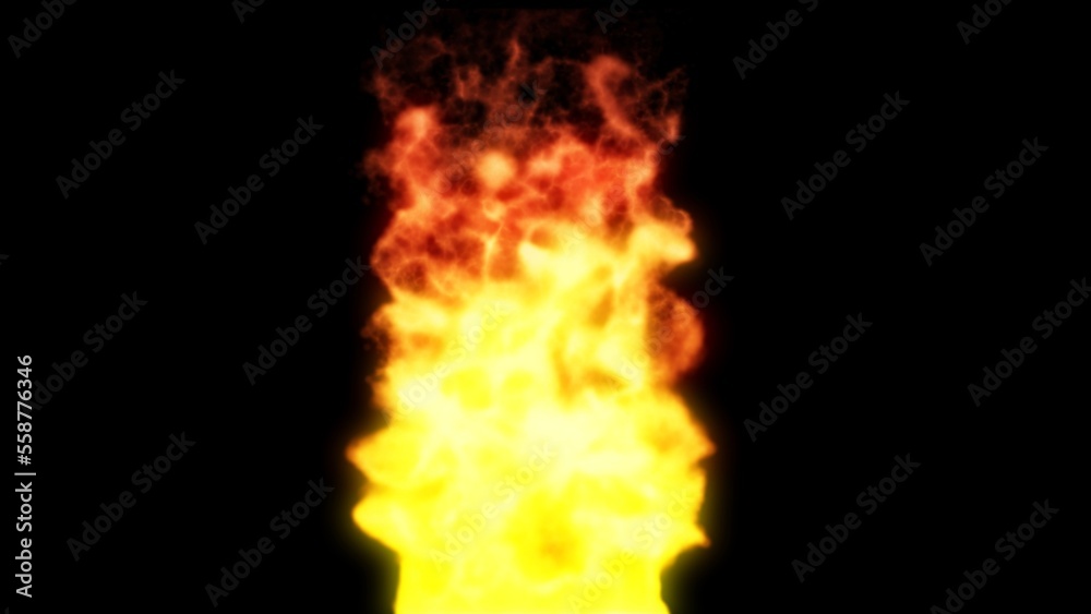 Fire Flames burning. 4K motion background. 3d rendering. cyclic ...