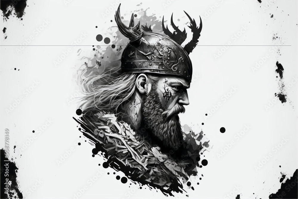 Tattoo of a viking warrior from the medieval times. Generative AI. Stock Illustration | Adobe Stock