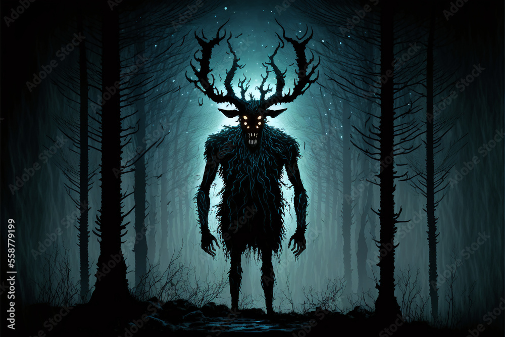 Wendigo, monster or demon. Mythological creature or spirit of the ...