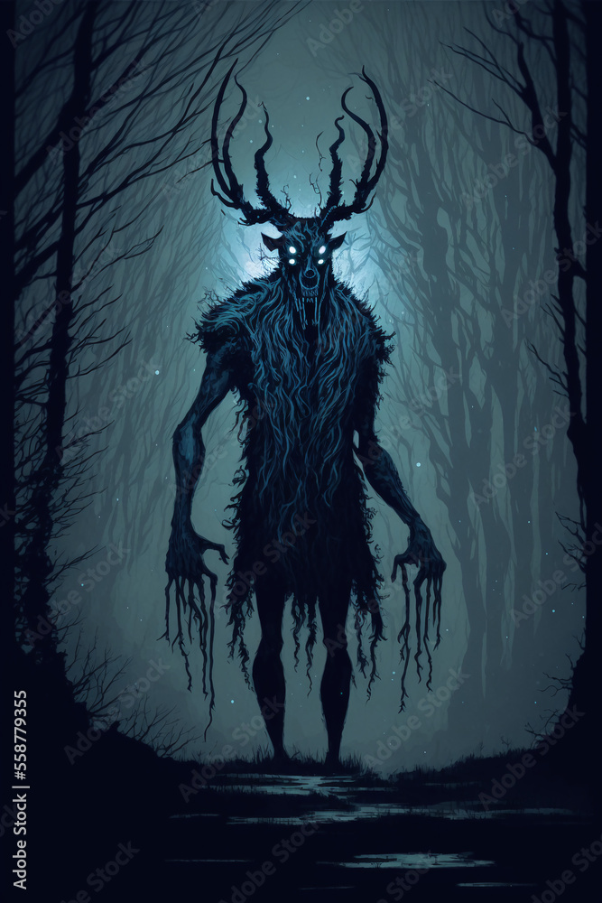 Wendigo, monster or demon. Mythological creature or spirit of the ...