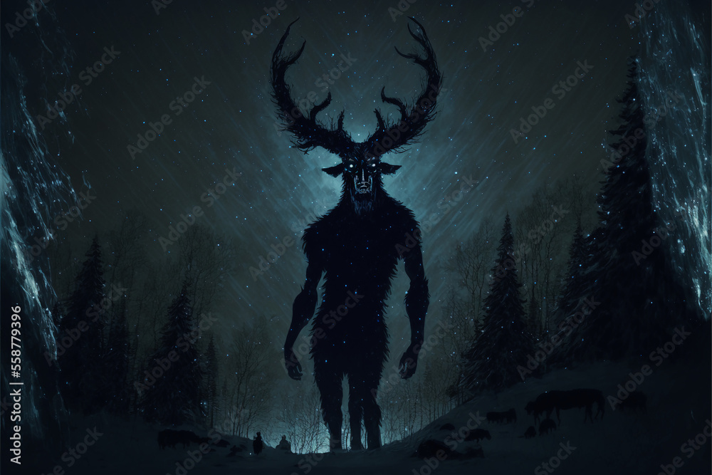 Wendigo, monster or demon. Mythological creature or spirit of the ...