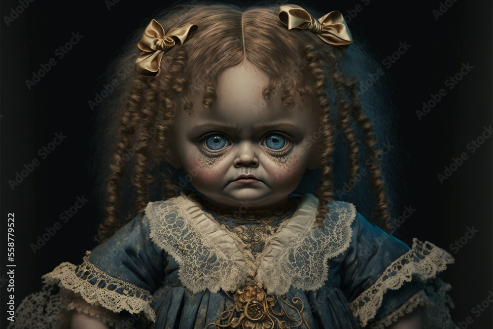 Cursed doll, scary and possessed from a horror movie. Generative AI ...