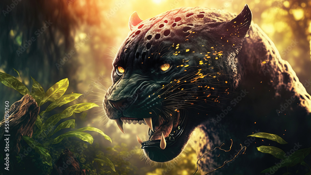 Angry panther in the jungle, black leopard wallpaper 4k Stock ...