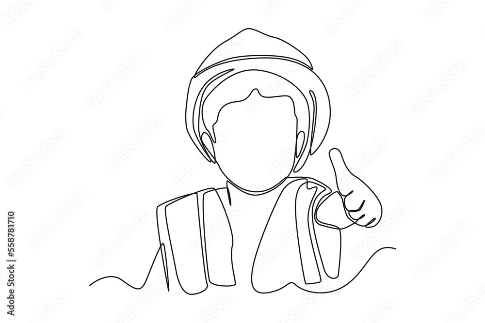 Continuous one line drawing Happy smart kid boy character wearing ...