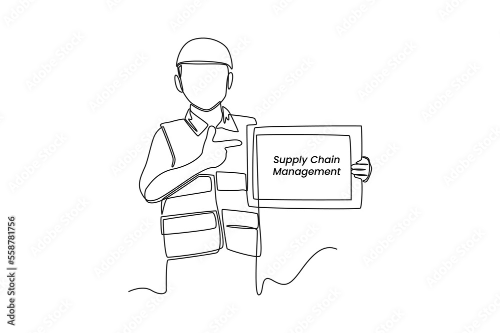 Continuous one line drawing Happy smart kid boy character wearing ...