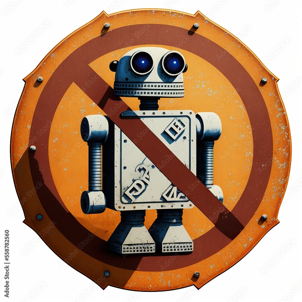 Sign no robots allowed, concept of anti-ai, resistance to artificial ...