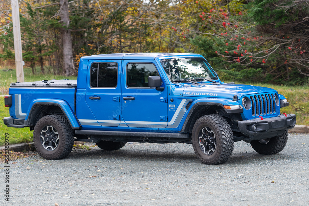St. John's, Newfoundland, Canada-January 2023: A vibrant blue Jeep ...