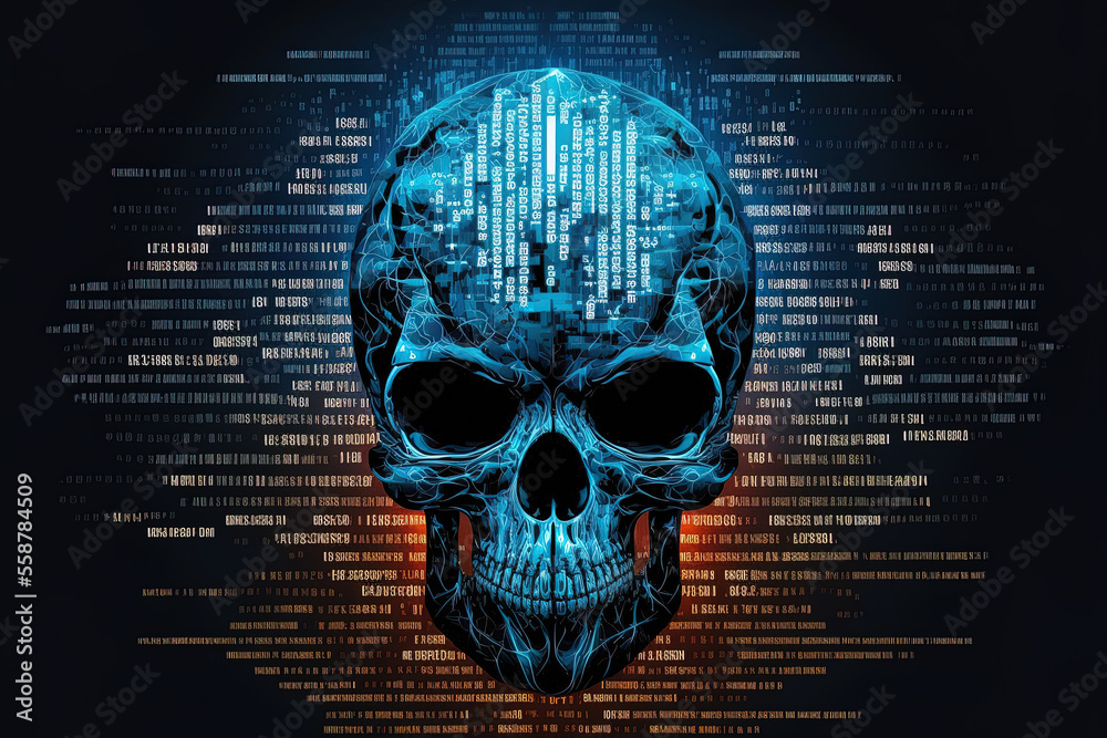 cyber hacker attack background skull . Generative AI Stock Illustration ...
