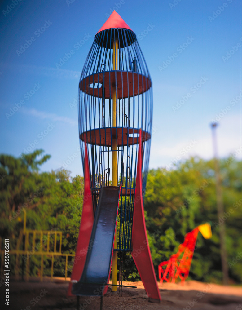 Playground monkey bars in the shape of a Rocket, this themed playground ...