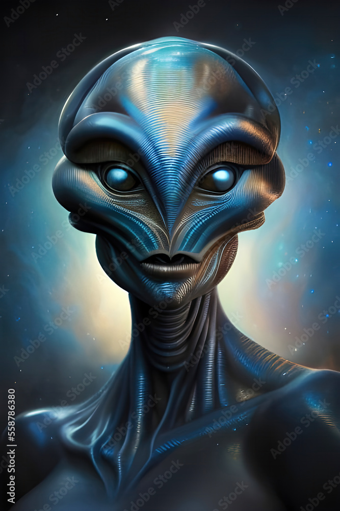 Alien portrait. An original, high quality, big size digital graphical ...