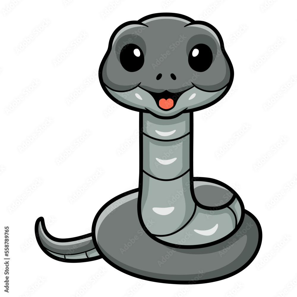Cute black mamba snake cartoon Stock Vector | Adobe Stock