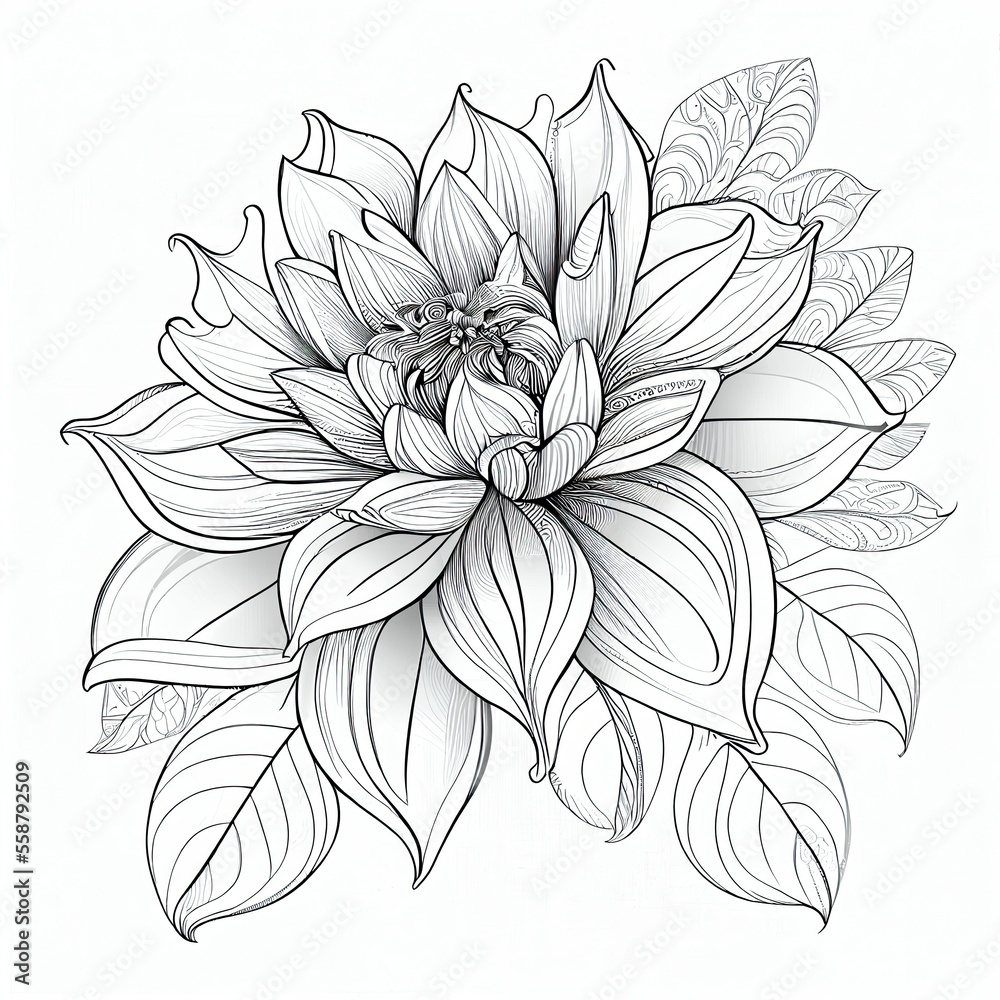 Outline illustration of flower for coloring book page. Spring ...