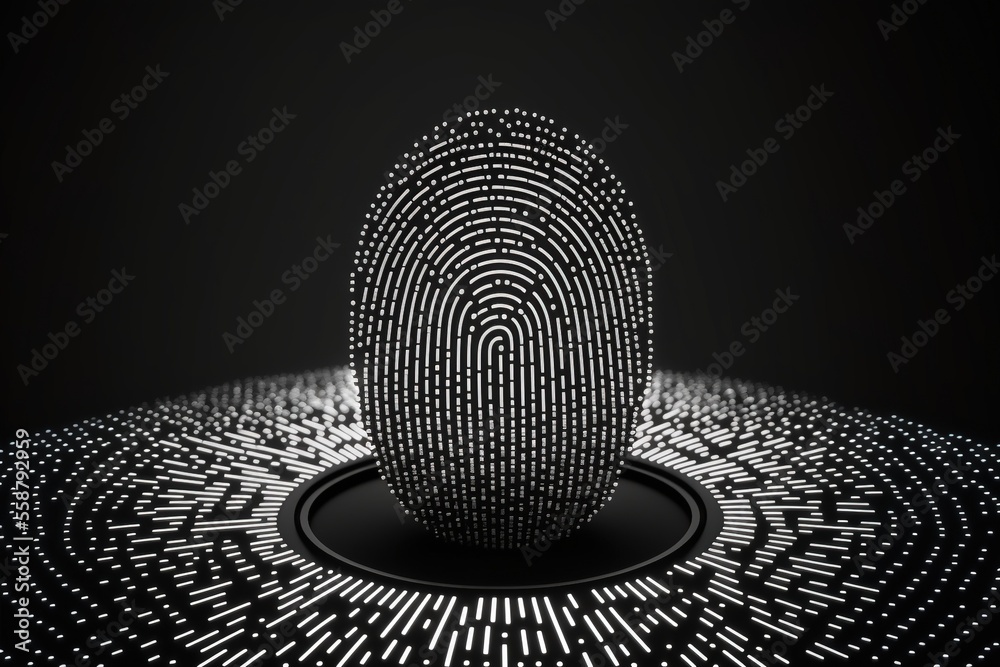 Cybersecurity fingerprint, digital security on technology network data ...
