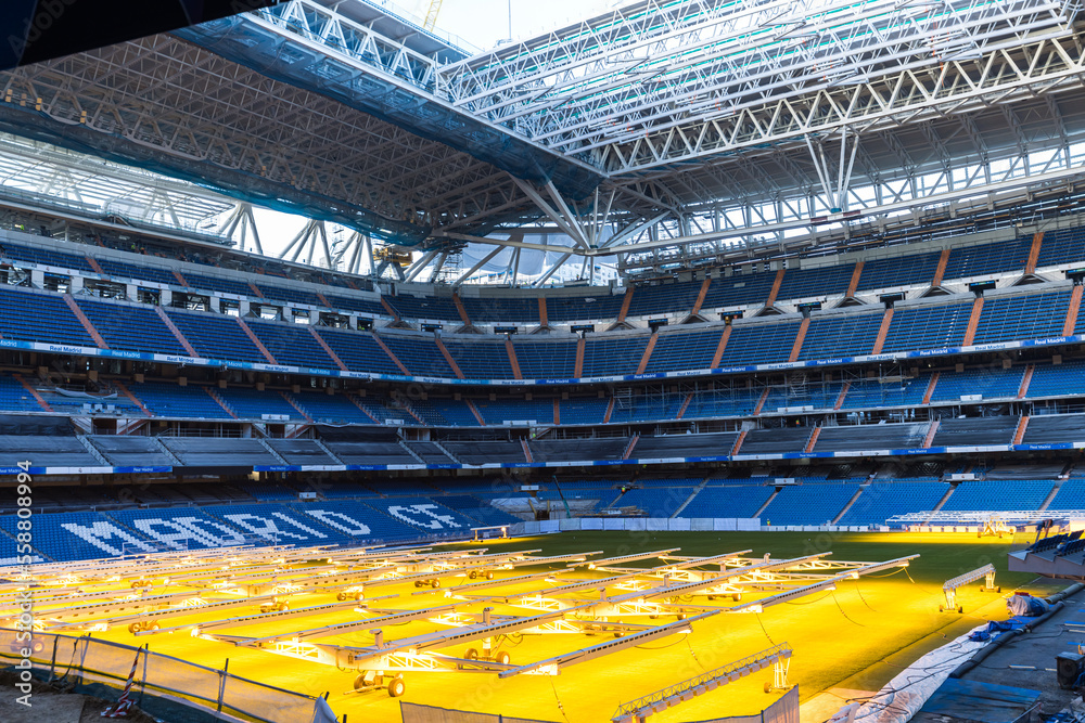 Madrid, Spain - January 04, 2023: Interior of the Santiago Bernabeu ...