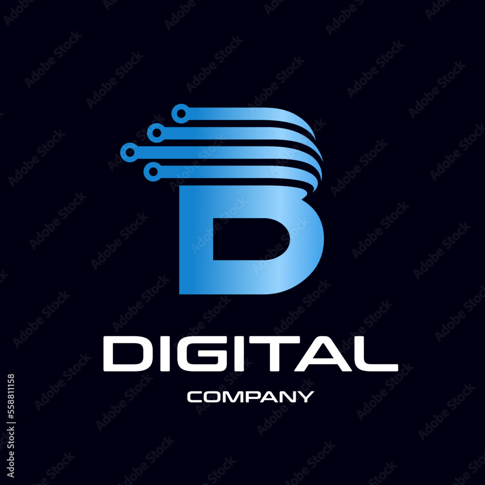 Letter B technology vector logo template. This design with dot symbol ...