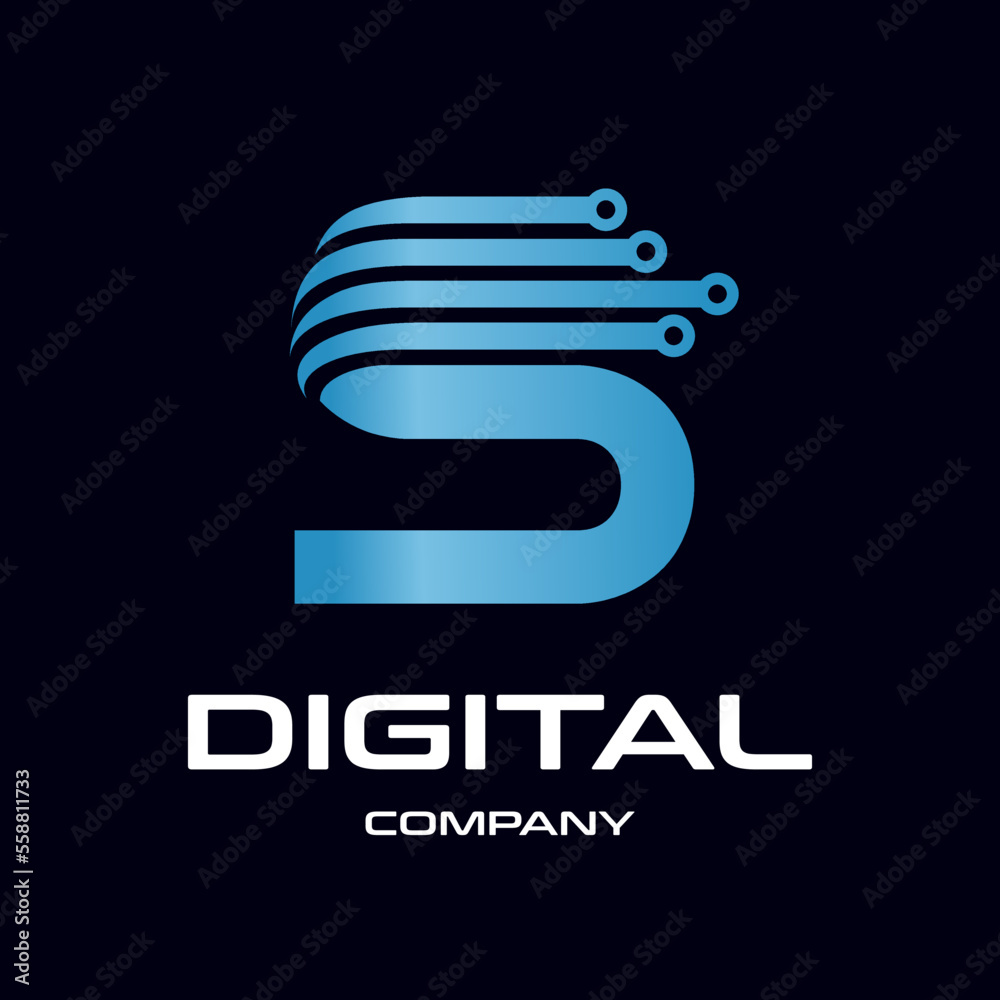 Letter S technology vector logo template. This design with dot symbol ...