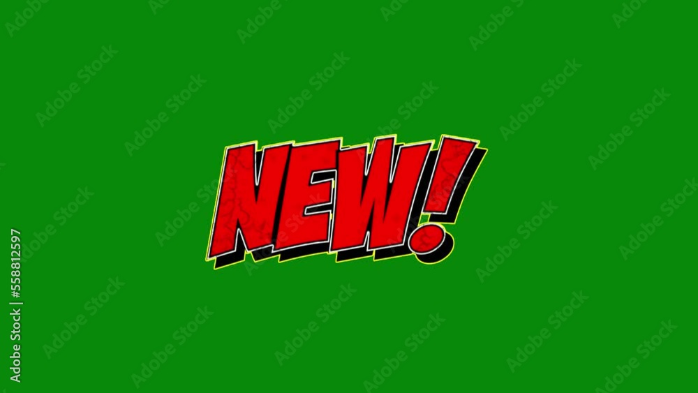 Comic New text animation on a green screen. New text speech bubble ...