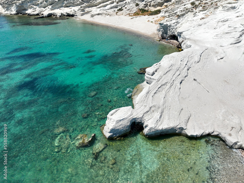 Alacati Beach in Cesme Town, Delikli koy aerial view with drone Stock ...