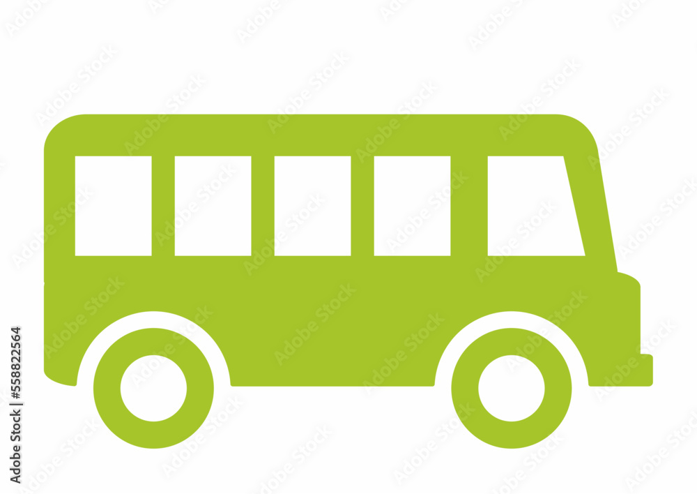 eco bus, vector icon, green color on white background, transparency ...