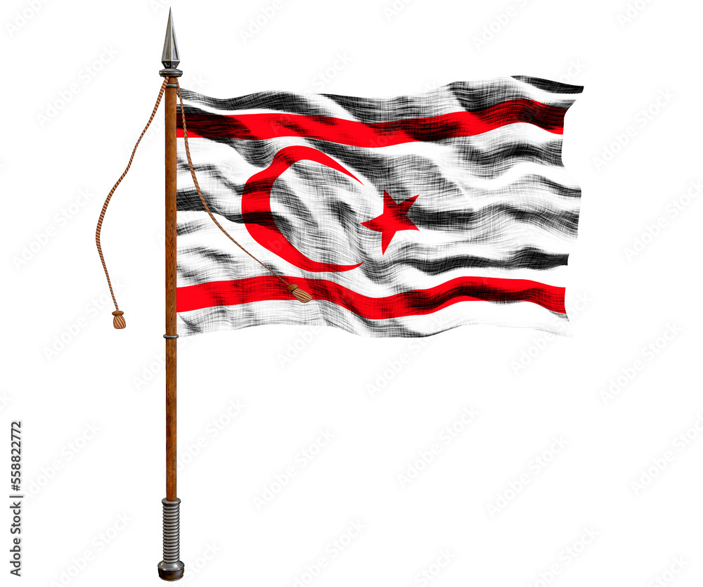 National flag of Turkish Republic of Northern Cyprus. Background with ...