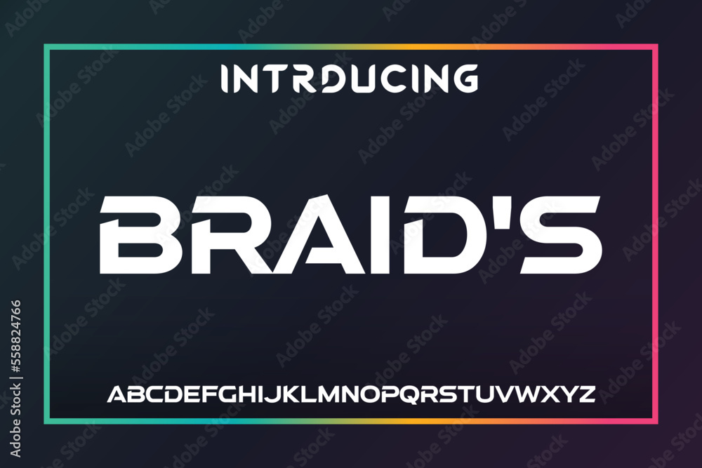 BRAID'S Modern Bold Font. Regular Italic Number Typography urban style ...