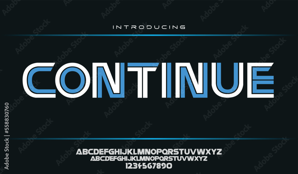 Continue, an elegant alphabet font and number. Premium uppercase ...