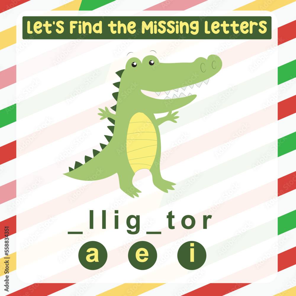 Missing letter worksheet for kids. Complete the missing letter for ...