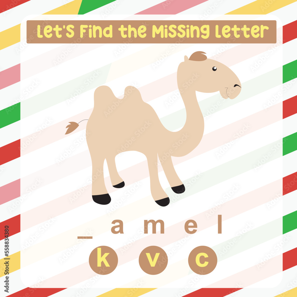 Missing letter worksheet for kids. Complete the missing letter for ...