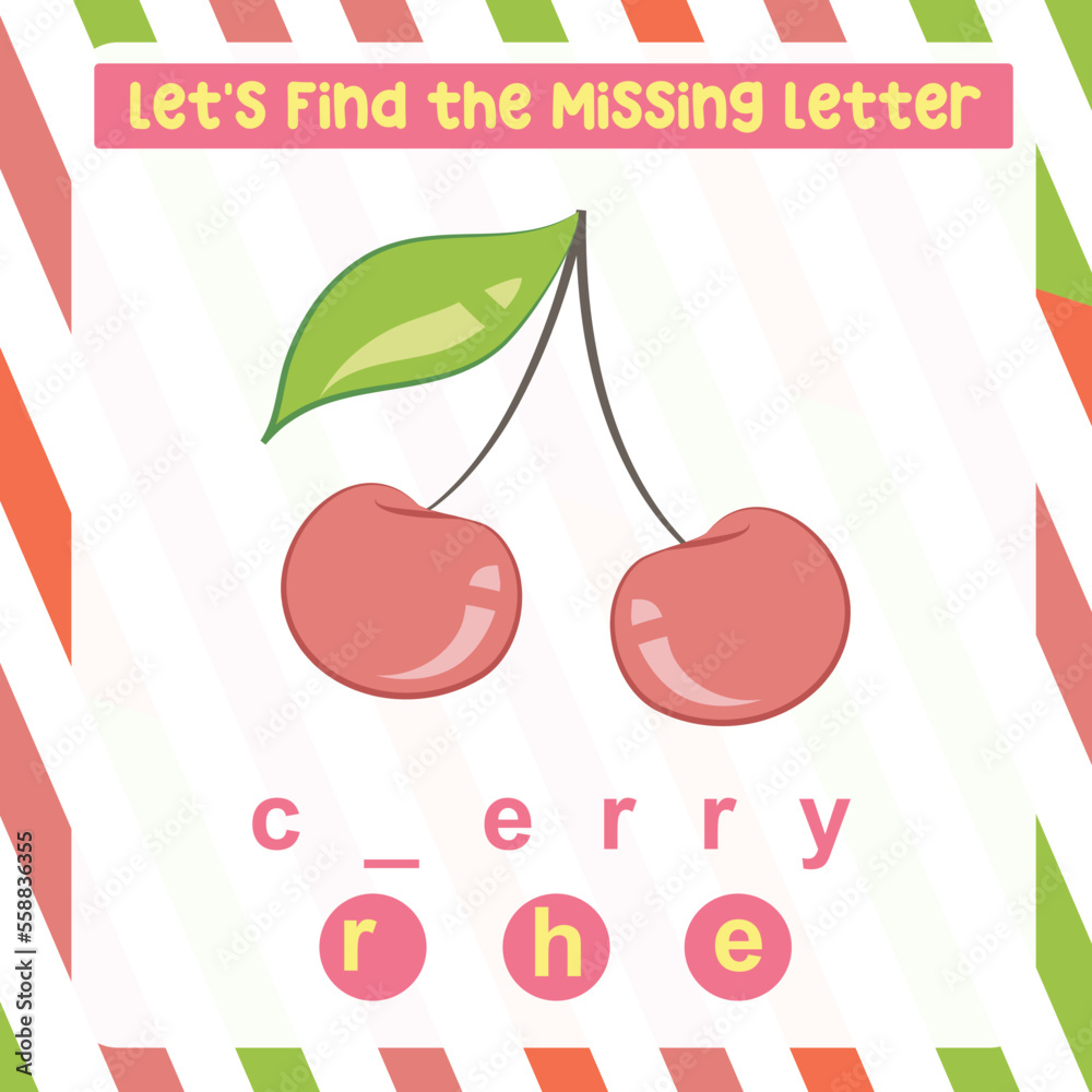 Find the missing letter worksheet for kids learning the fruits ...