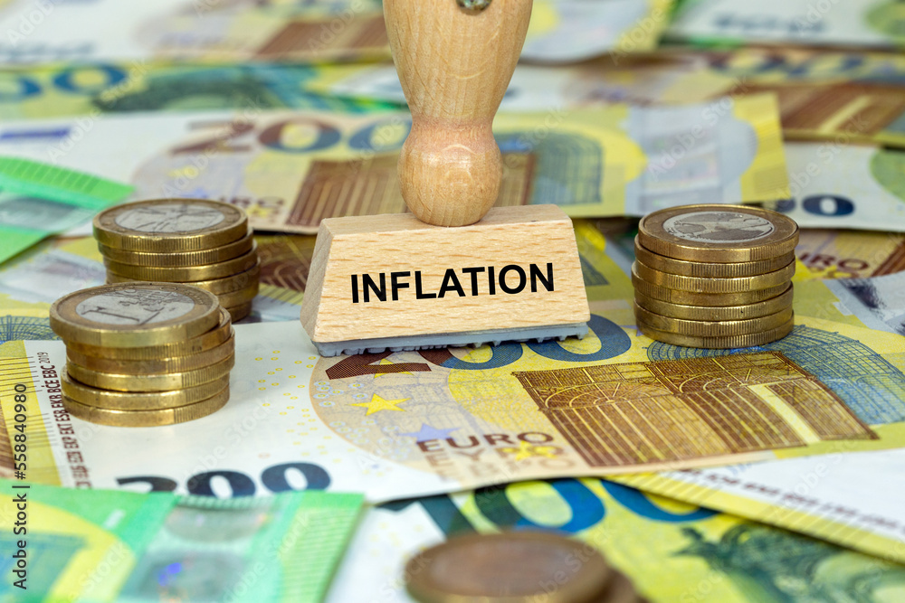 Symbolbild Inflation: Stempel mit der Aufschrift Inflation auf ...