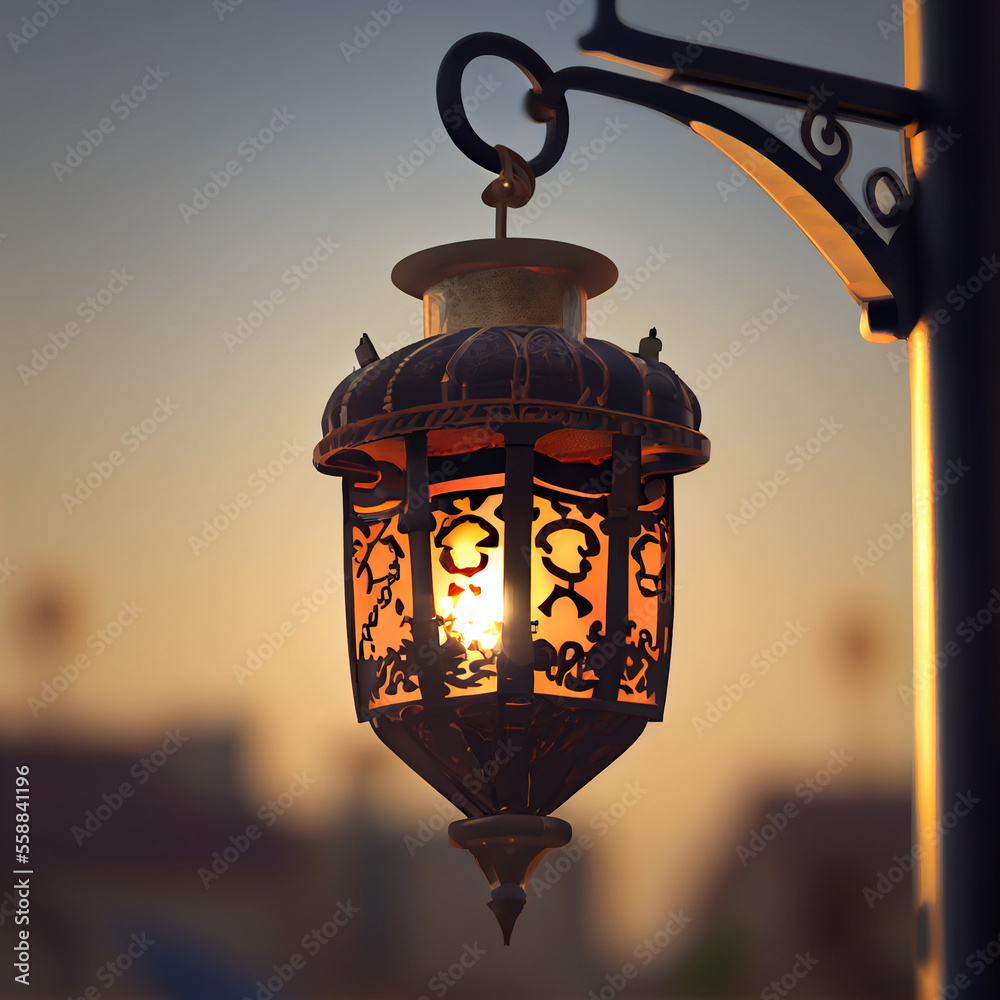 old lantern on the wall, Islamic lantern, Islamic holiday banner in ...
