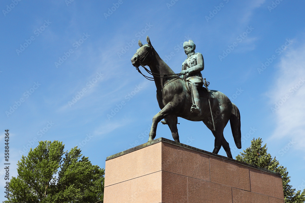 Helsinki, Finland - August 20, 2022: The equestrian statue of Marshal ... Helsinki, Finland - August 20, 2022: The equestrian statue of Marshal ...