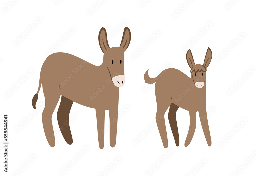 donkey illustrations, domestic animals clipart, farm life illustrations ...