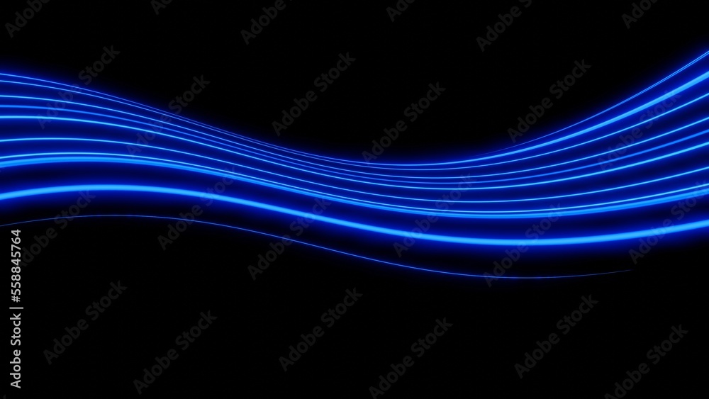 3d Neon light effect glowing trails. Colorful Light motion speed ...