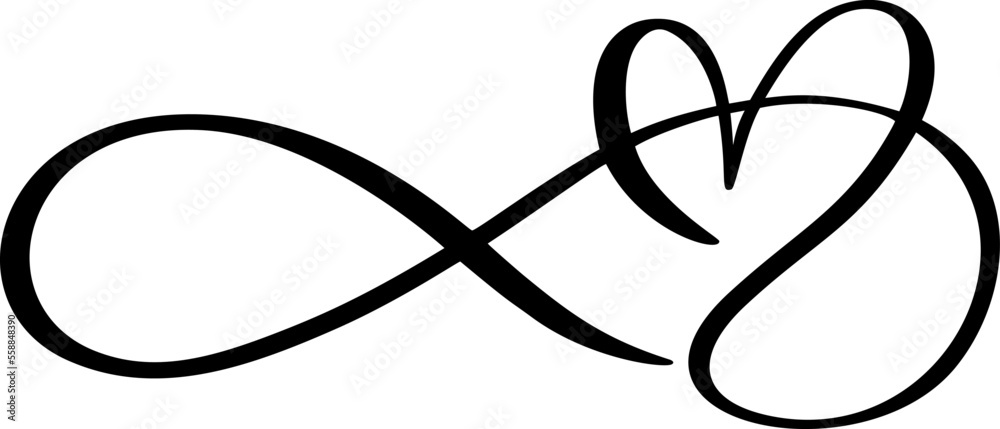 Vector heart love sign forever valentine day. Infinity romantic symbol ...