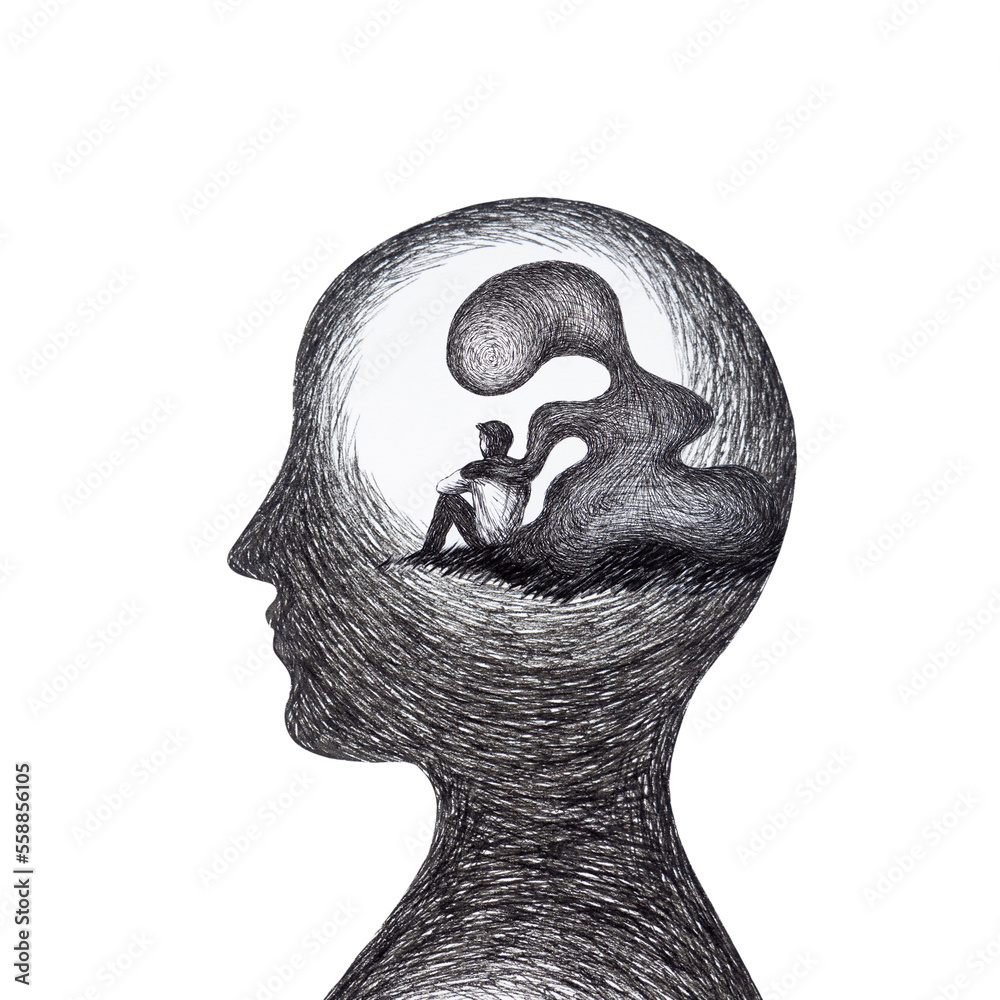 human man body sit with mind mental health healing spiritual sad pain ...