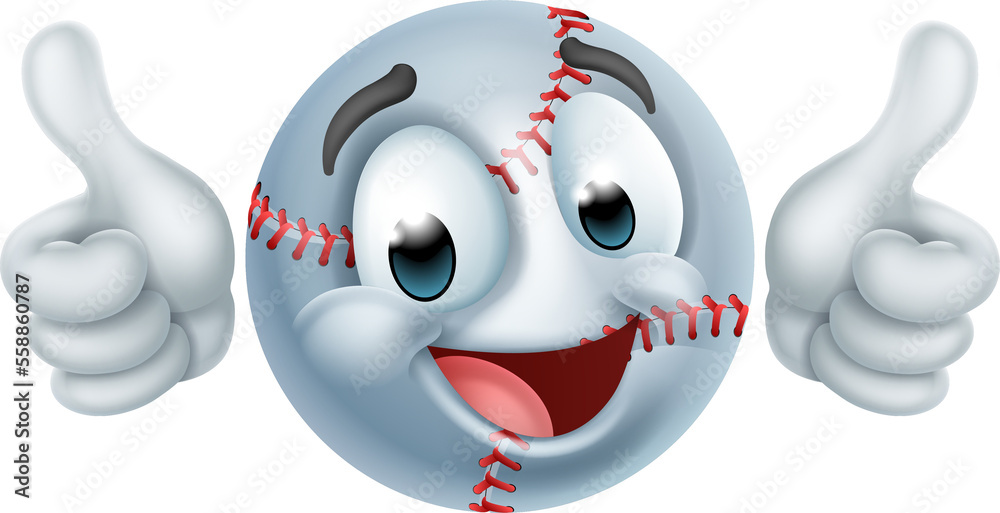 Baseball Ball Emoticon Face Emoji Cartoon Icon Stock Illustration ...
