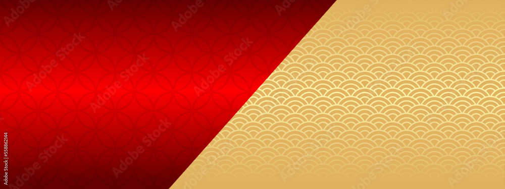 Chinese background vector, oriental banner design with gold red color ...
