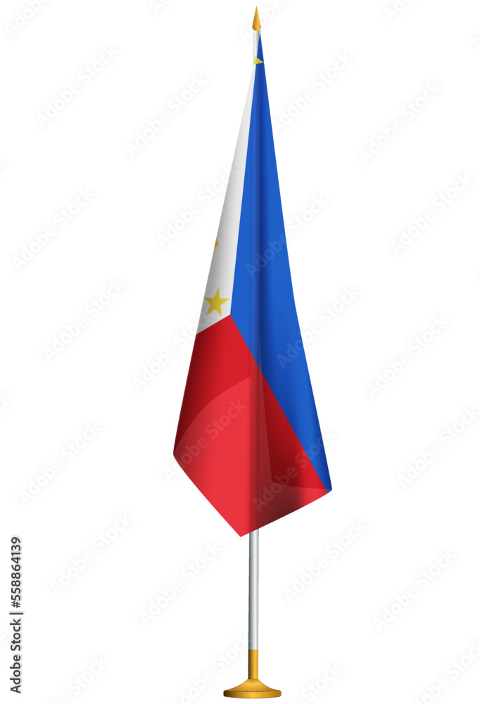 Isolated small national flag of Philippines vector with golden flagpole ...