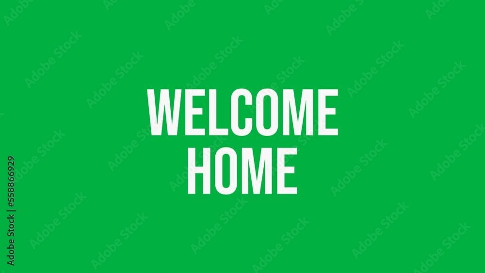 Welcome animation with green screen background and white text ...