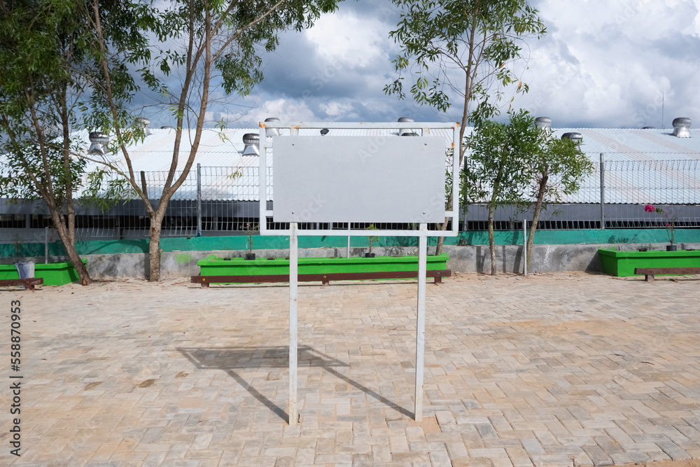 selevtive focus on Realistic white traffic sign on two metal poles ...